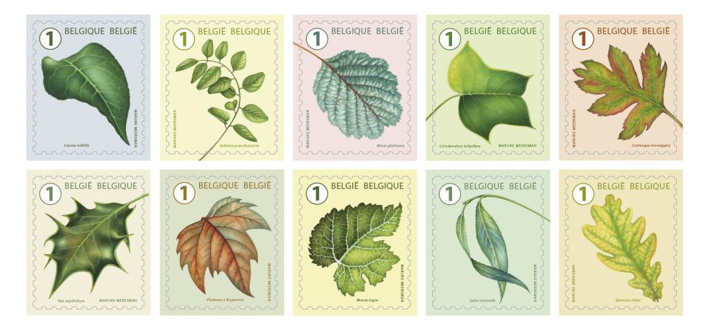 Postzegelblaadje bladvormen - 50 non-prior postzegels voor België | eShop